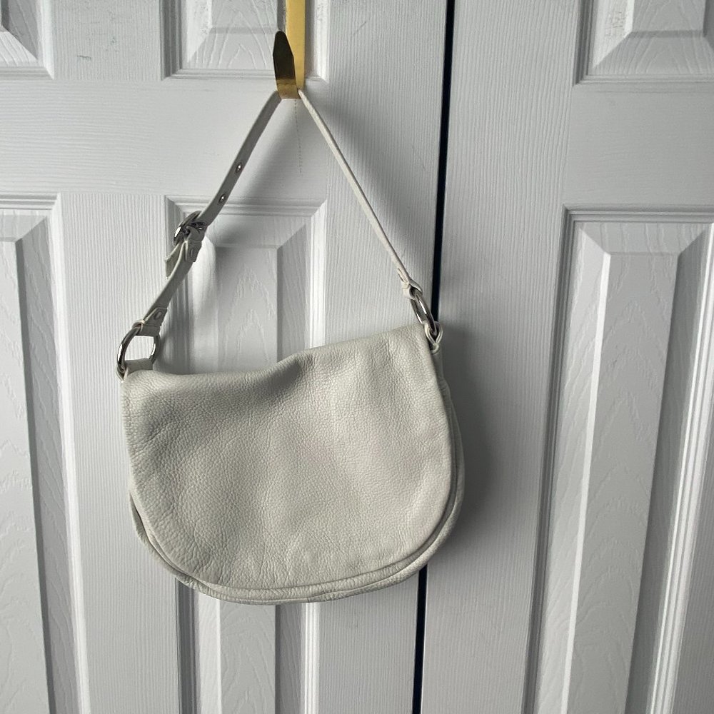 White Leather Coach Ali Flap Hobo Shoulder Bag Like N… - Gem
